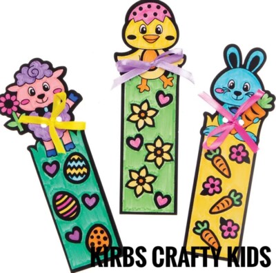 EASTER KIDS CRAFT FUZZY ART COLOUR IN BOOKMARK KITS KIDS CRAFT ACTIVITY ...