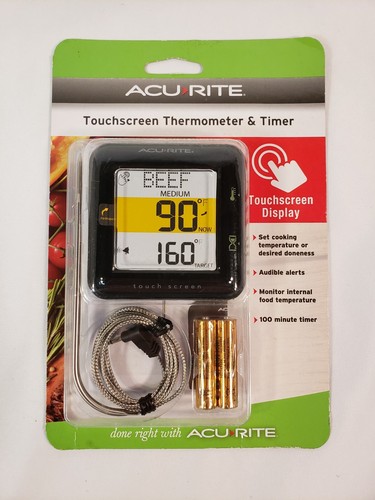 AcuRite 00398W1 Touchscreen Digital Meat Thermometer & Timer with ...