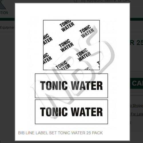 BIB LINE LABEL SET TONIC WATER 25 PACK # CP051602 | eBay