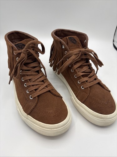 VANS Sk8-Hi Moccasin Sneakers in Brown Suede with Fringe Men 5.5 ...