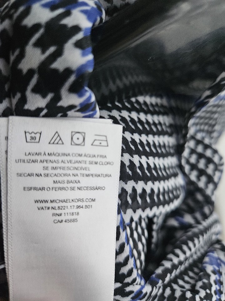 Michael Kors checked blue, white and black blouse shirt | eBay UK