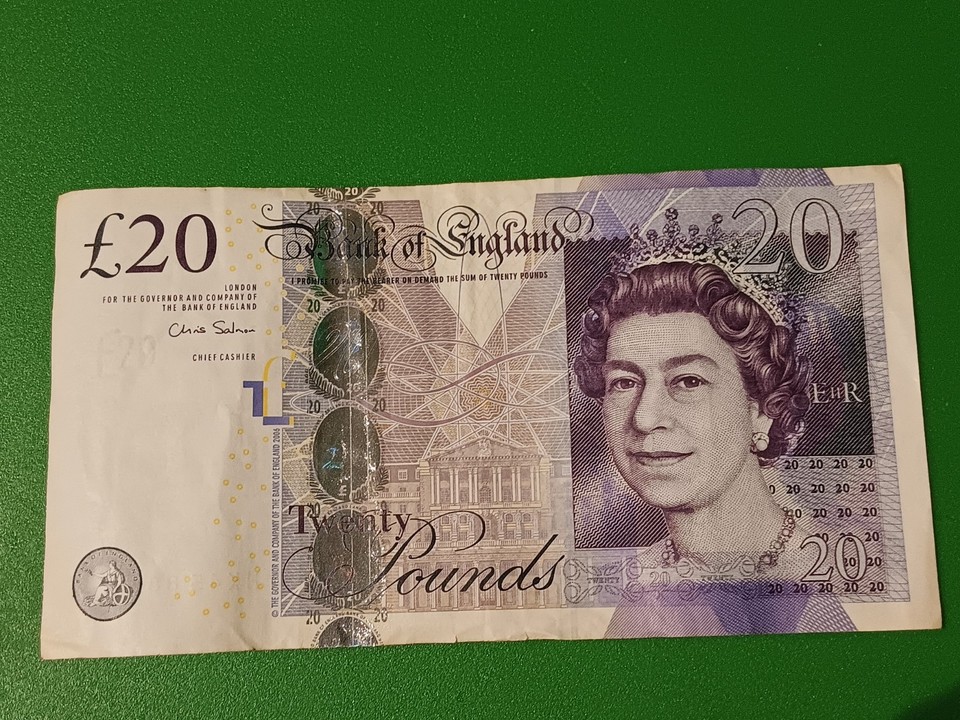 Old £20 Twenty pound bank note Bank of England Adam Smith Chris Salmon ...
