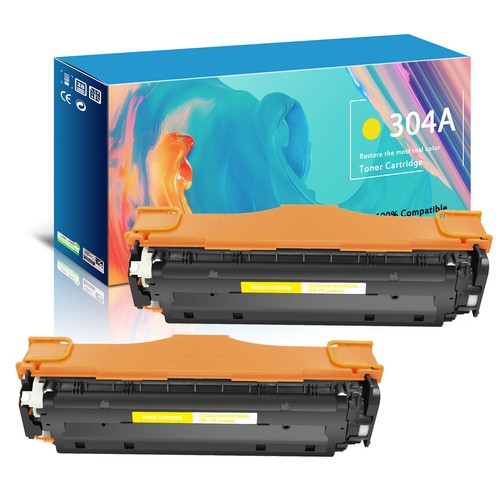 2PK Yellow Toner for HP 304A CC532A LaserJet CM2320fxi CM2320n CM2320nf ...