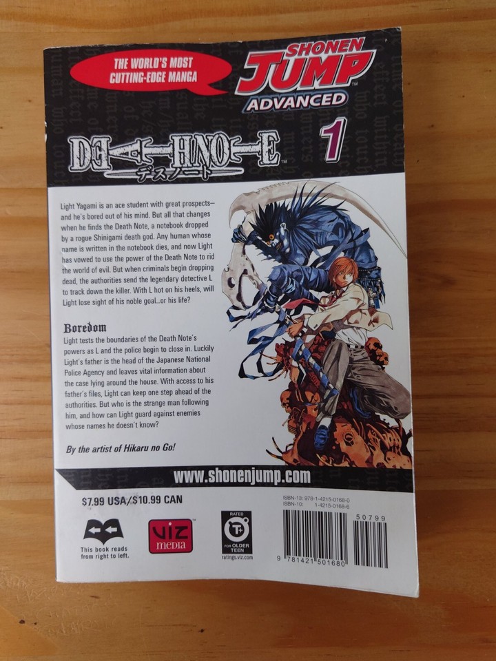 Death Note Vol 1 by Tsugumi Ohba Paperback 2007 Graphic Novel ...