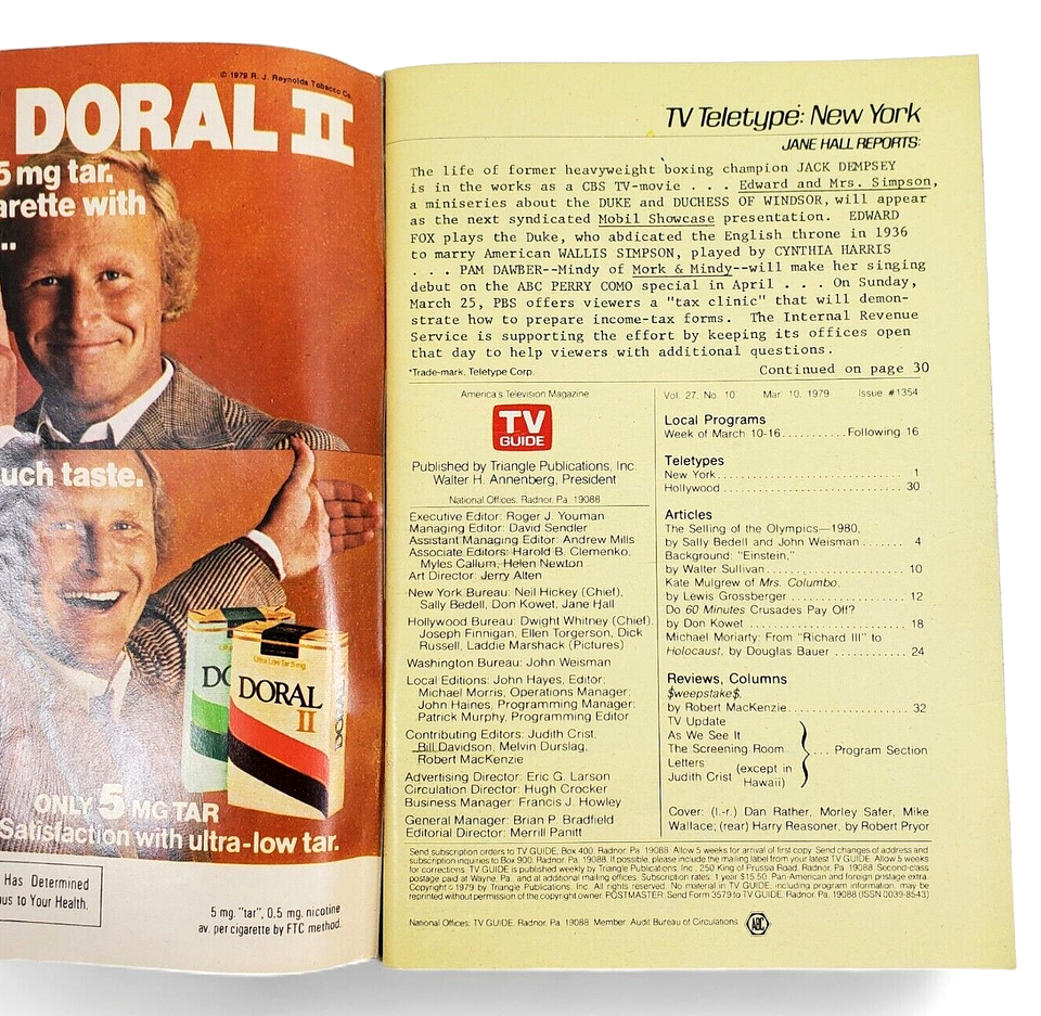1979 TV Guide March 10-16 60 Minutes Kate Mulgrew Mrs Columbo Michael ...