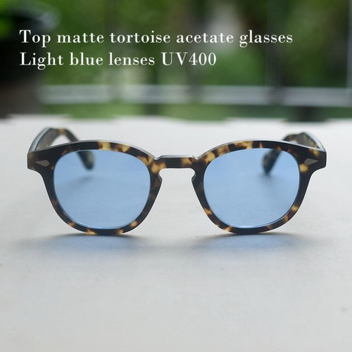 Johnny Depp blue sunglasses matte tortoise acetate frame light blue ...