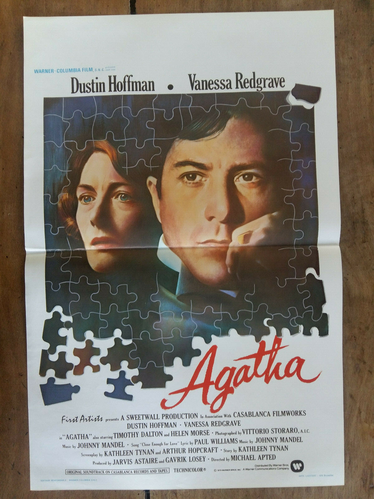 Belgian Poster AGATHA Dustin HOFFMAN Vanessa REDGRAVE Michael APTED D ...