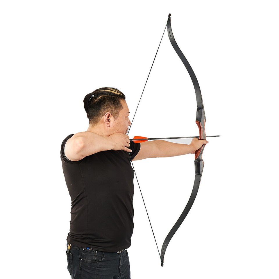 Archery 60" Takedown Recurve Bow RH / 12X Arrows 25-50lbs for Target ...