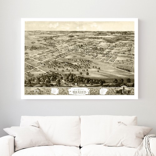 Old Map of Mexico, MO 1869 - Vintage Mexico Missouri Art | eBay