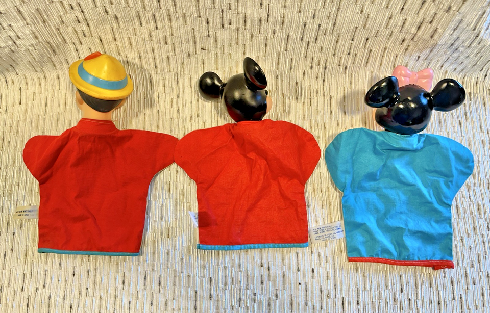 Disney Hand Puppets. Mickey Mouse, Minnie Mouse and Pinocchio | eBay