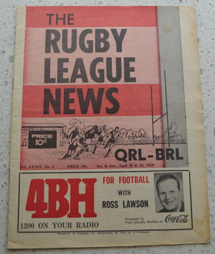 IPSWICH VS BRISBANE RARE 1969 BRL RUGBY LEAGUE PROGRAMME! QRL | eBay