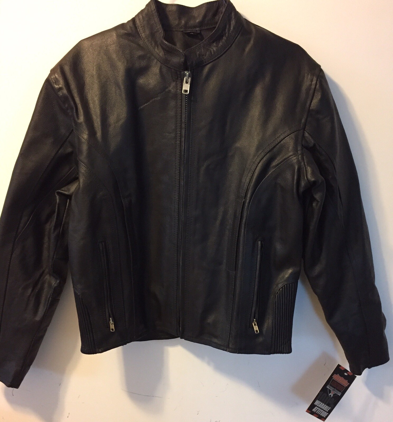 Interstate Leather Classic Jacket Men's Medium Motorcycle Scooter Black ...