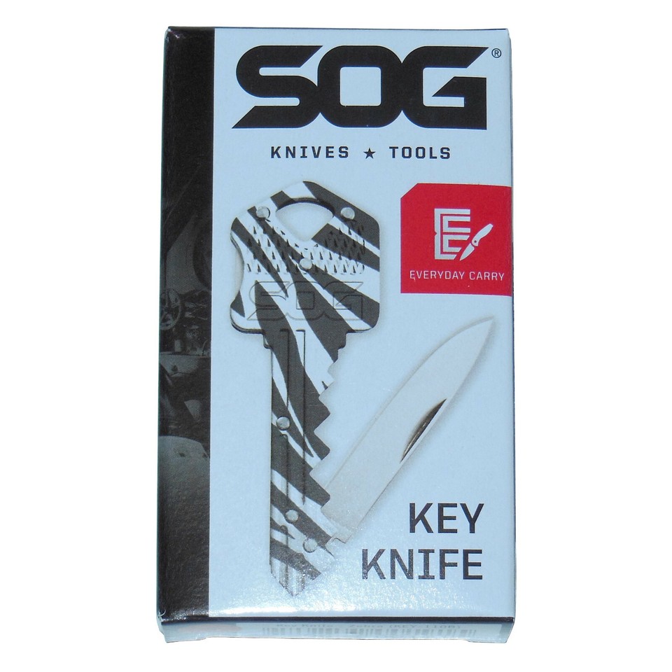 New SOG Key Shape Knife Zebra 1,5" Straight Pen Blade Stainless Steel ...