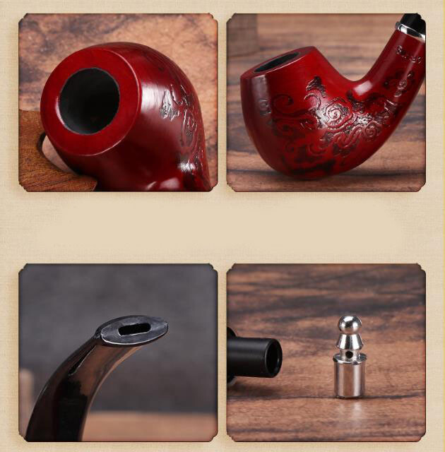 Collectible Durable Wooden Smoking Tobacco pipe Cigarette Smoke Filter ...