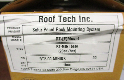 NEW 1 ROOF TECH RT-MINI SOLAR PANEL RACK MOUNTING SYSTEM RT2-00-MINIBK ...