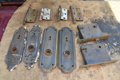 Vintage door Hardware, Brass Plate and door mech, Lot of 2 | eBay