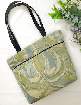 Danny K Handbag Blue Green Wavy Pattern Fabric Lined Shoulder Bag Tote ...