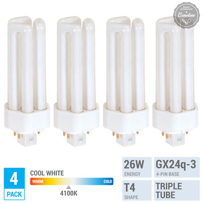 4 Pack REPLACE GE 97617 F26TBX/841/A/ECO Triple Tube T4 4-Pin GX24q-3 ...