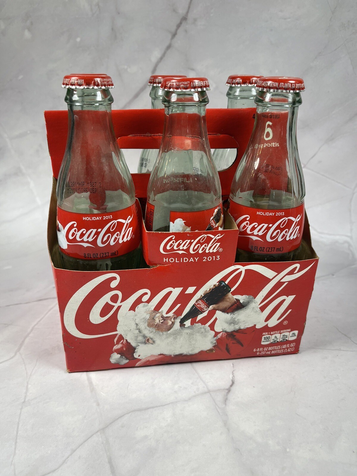 Coca-Cola Classic Christmas 2013 Santa 6pk Coke Bottles With Lids | eBay