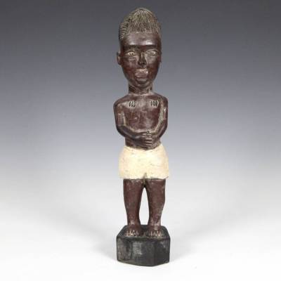VINTAGE BLOLO OR SPIRIT SPOUSE FIGURE WOOD PAINTED BAULE IVORY COAST ...