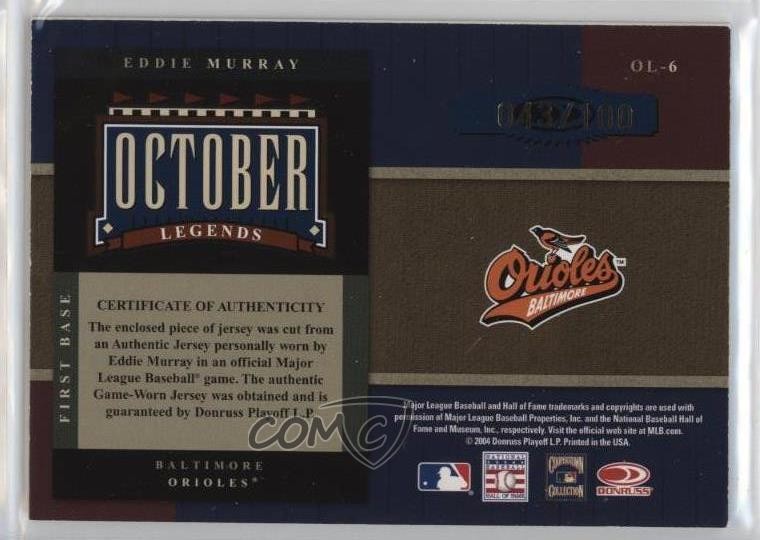 2004 Donruss World Series October Legends Materials /100 Eddie Murray # ...