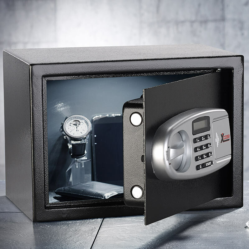Xcase Stahlsafe mit digitalem Code-Schloss und LCD-Display, 16 Liter ...