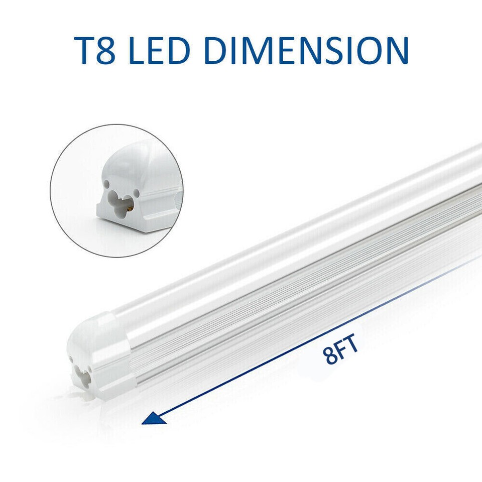 8FT 72W T8 Integrated LED Tube Light Bulb 6500K 8 Foot LED Shop Lights ...
