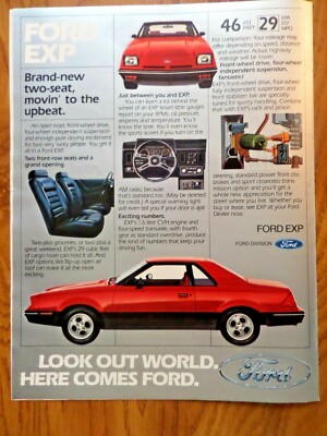 1982 Ford EXP Ad Brand-new Two-Seat Moving to the upbeat | eBay
