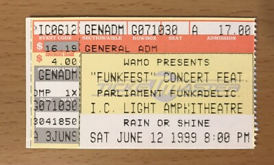 1999 FUNK FEST PARLIMENT FUNKADELIC PITTSBURGH CONCERT TICKET STUB P ...