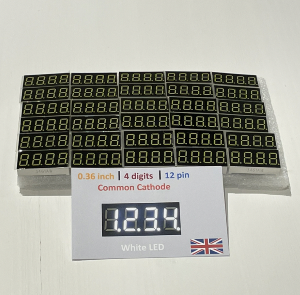 0.36Inch LED 7 Segment Cathode 4 Digit Red, Orange, White, Green ...