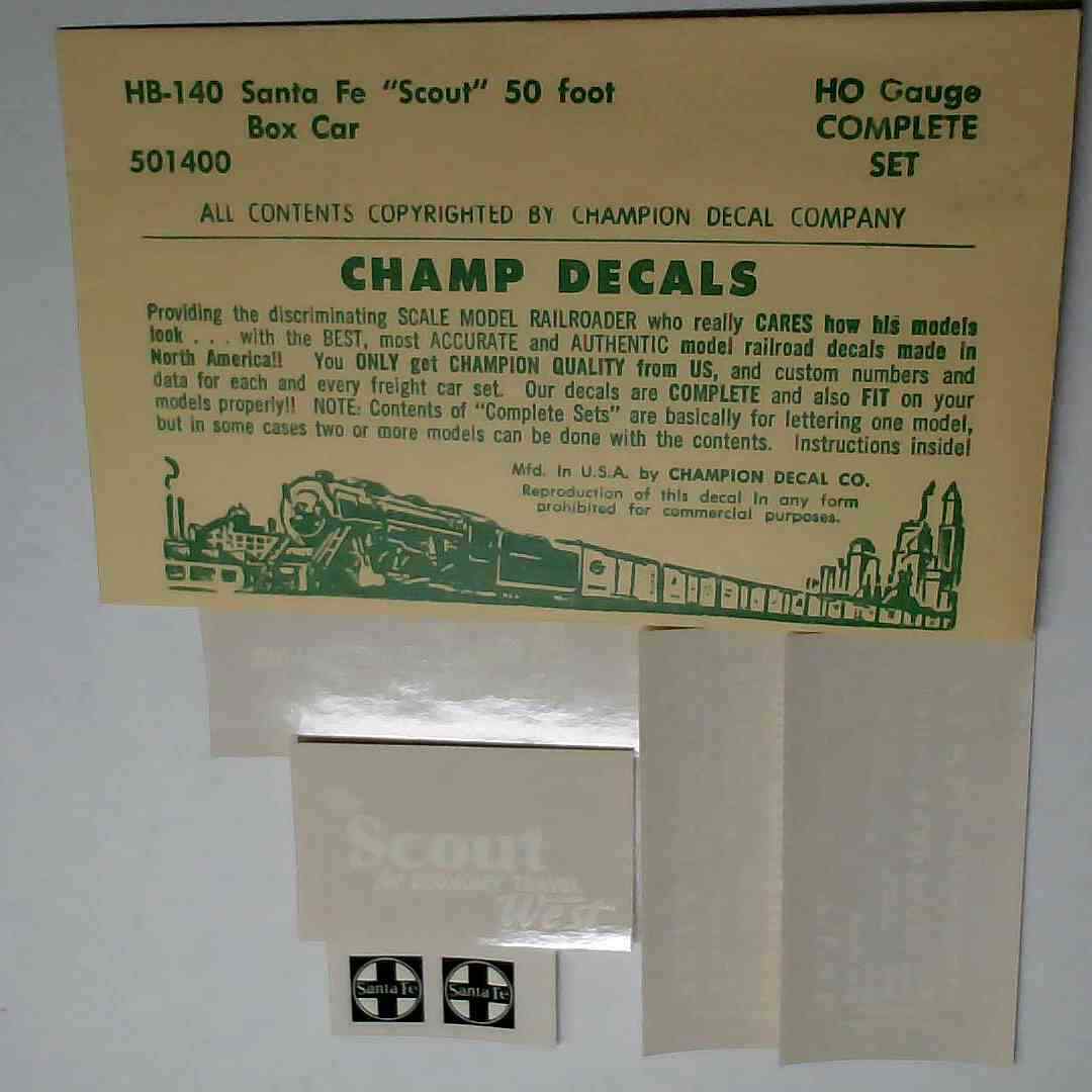 Champ Decals HO Scale: Santa Fe "Scout" 50' Boxcar | eBay