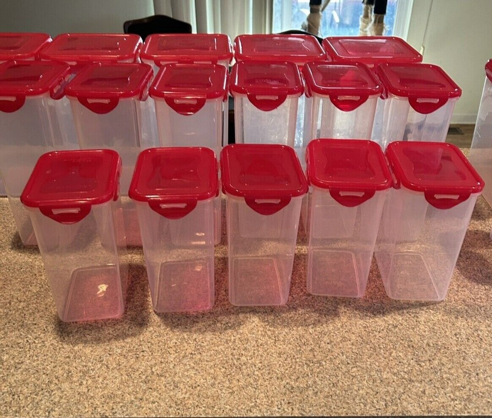 Lock N Lock Pantry Storage Containers Set of 33 containers with Red ...