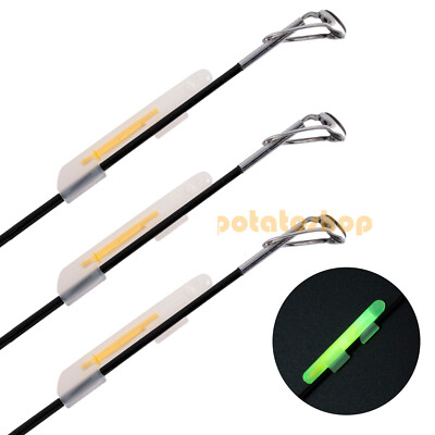 25/50 Pack Fishing Glow Sticks Fishing Rod Tip Light Clip on Rod Tip ...