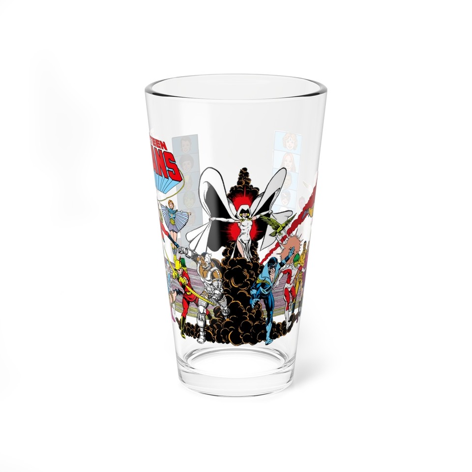 Teen Titans Pint Glass, 16oz - George Perez DC Art - Raven, Cyborg ...