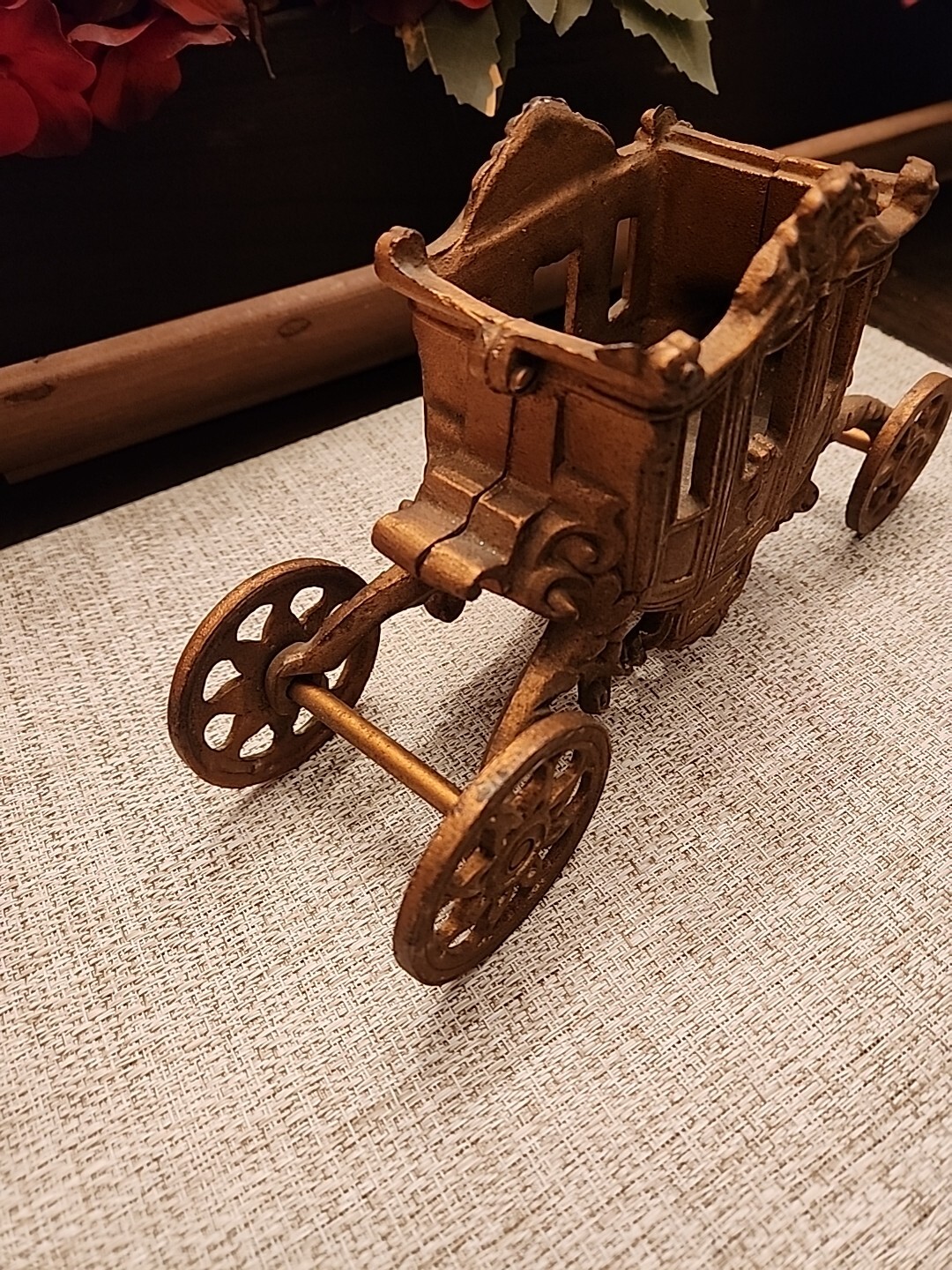Vintage / Antique Cast Iron Bronzed Cinderella Stagecoach Carriage 9.25 ...