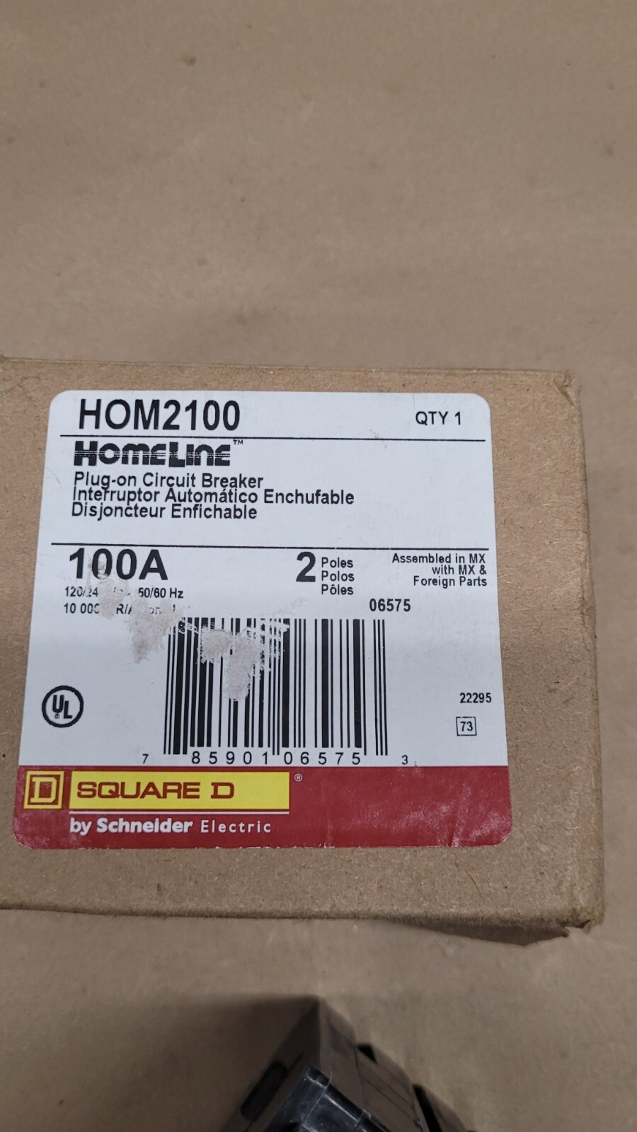 Square D HOM2100 100 Amp 2 Pole Plug-On Circuit Breaker 120/240VAC | eBay