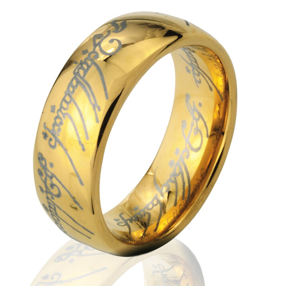 Lord of the Elvish Rings Silver Tungsten Promise One Ring Mens Comfort ...
