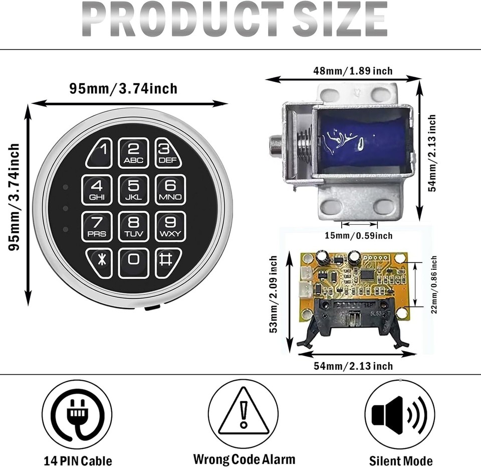 Gun Safe Replacement Lock Chrome Digital Keypad Electronic Lock ...