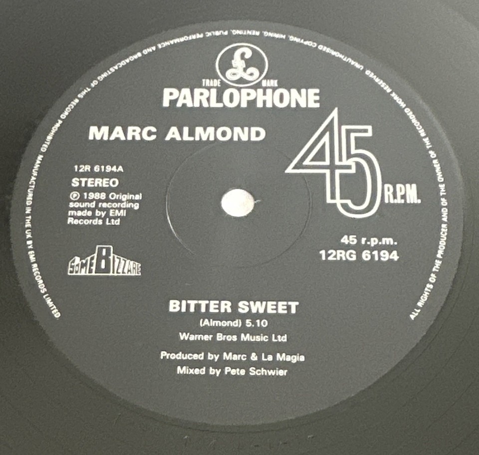 Marc Almond - Bitter Sweet / Tears Run Rings 12" (Soft Cell) G/F VG+ ...