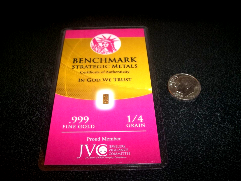 24K GOLD BAR.1/4 GRAIN BULLION CERT CARD | eBay