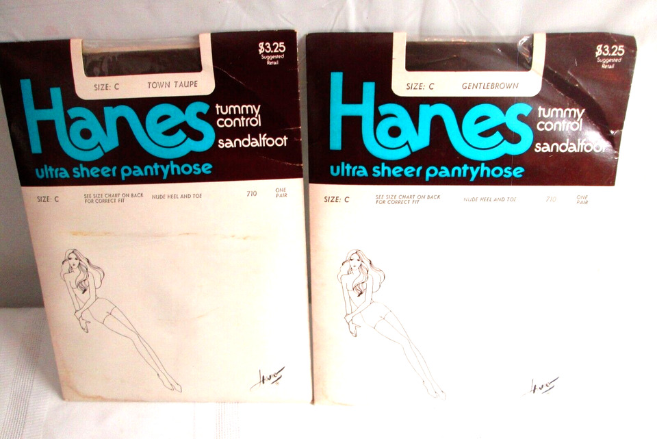 Hanes Ultra Sheer Pantyhose Tummy Control Size C Taupe Gentle Brown Lot ...