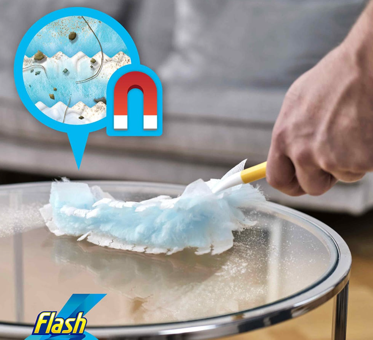 FLASH Dust Magnet Duster STARTER KIT with 1 HANDLE & 4 REFILLS - Free ...