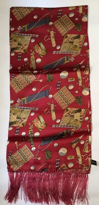 100%Silk- Satin Golf pattern Scarf 66x11 Double size | eBay