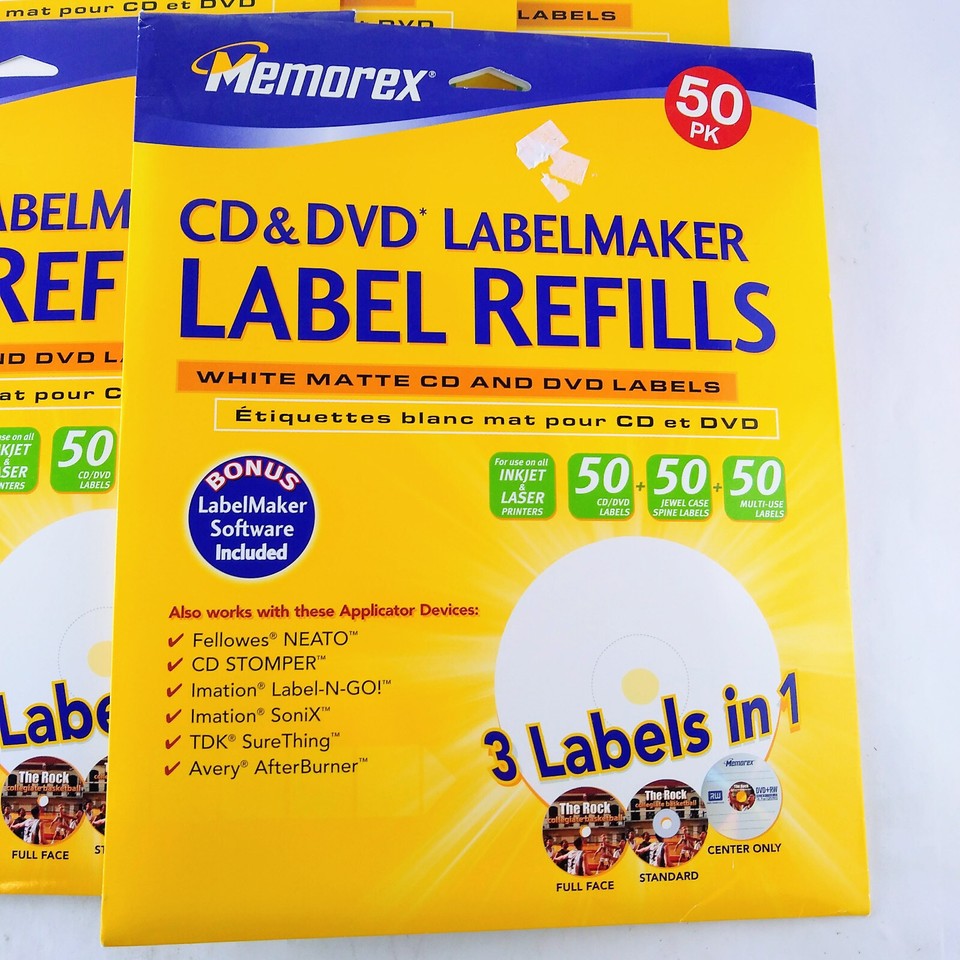 250 Memorex CD DVD Label Refills White Matte 3202 0412 Labelmaker ...
