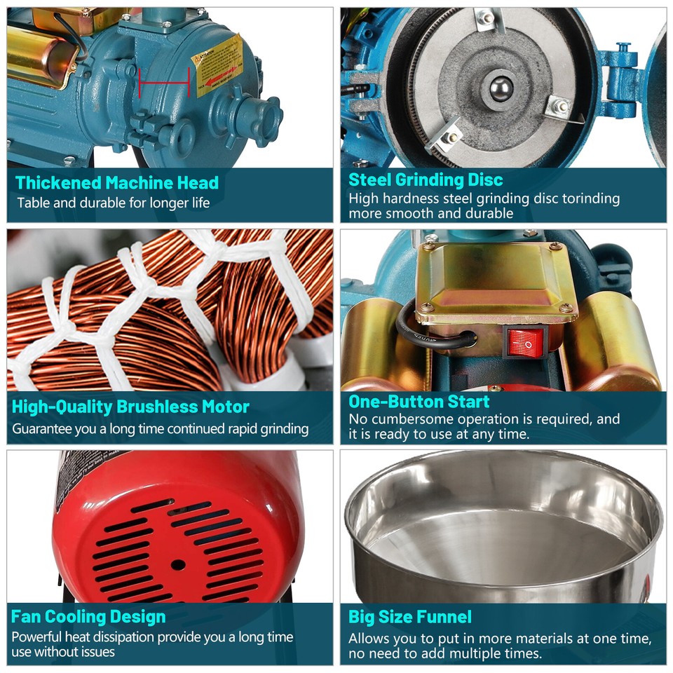 3000W 110V Grain Mills Electric Grain Grinder Corn Wheat Flour Mill W ...