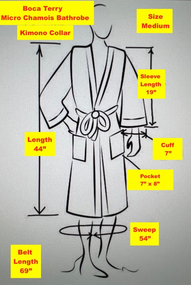 Boca Terry Luxury Kimono Micro Chamois (Med) Bathrobe Hilton Conrad ...