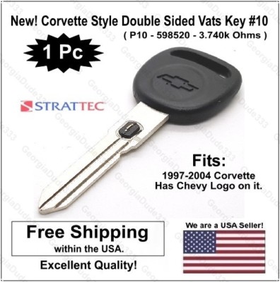 New Corvette Style Big Head GM Double Sided Vats Ignition Chevy Key w ...
