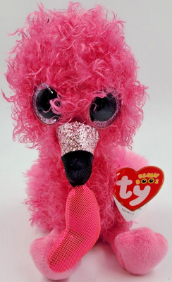 Ty Beanie Boos Pink Flamingo Dainty Heart Glitter Eyes Medium Size 9 ...
