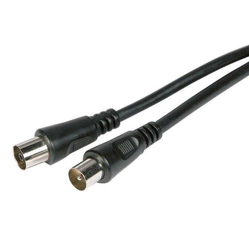 TV Coax Aerial Lead Cable Flylead 2 Mtr Plug/Socket Male/ Female Black ...