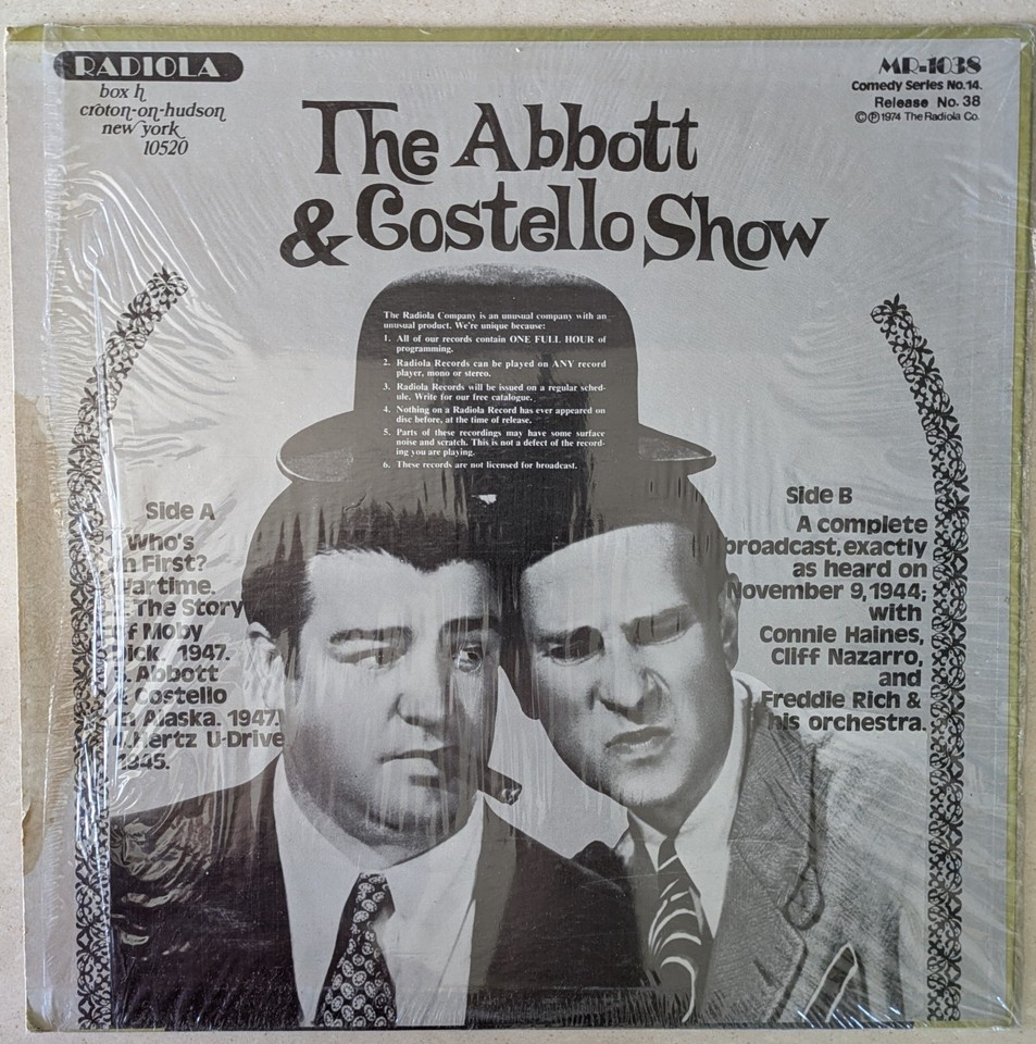ABBOTT & COSTELLO - WHO'S ON FIRST ? - RADIOLA RECORDS MR-1038 LP | eBay